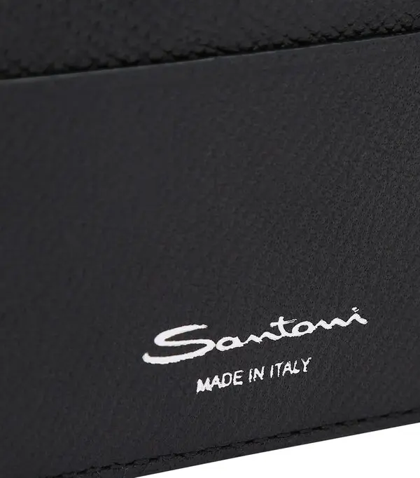 Santoni Textured Leather Card Holder - Black