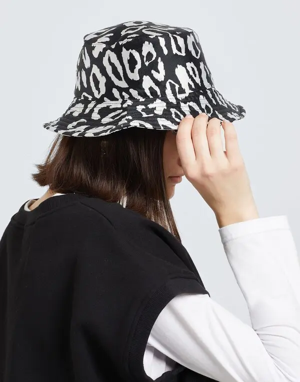 8 BY YOOX Double Face Animalier Bucket Hat - Black