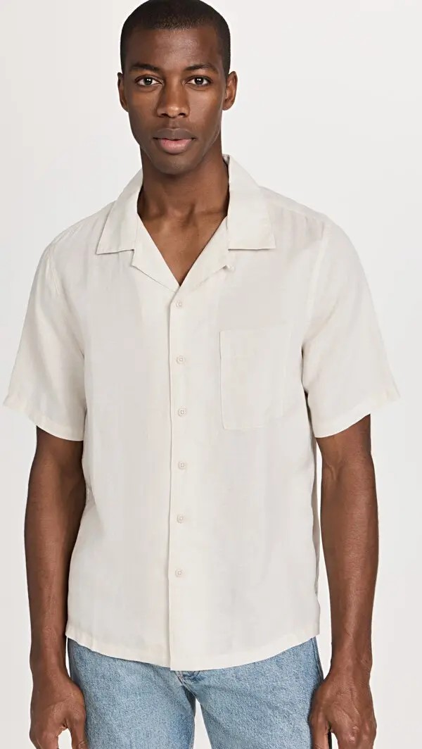 Onia Air Linen Convertible Camp Shirt - Stone