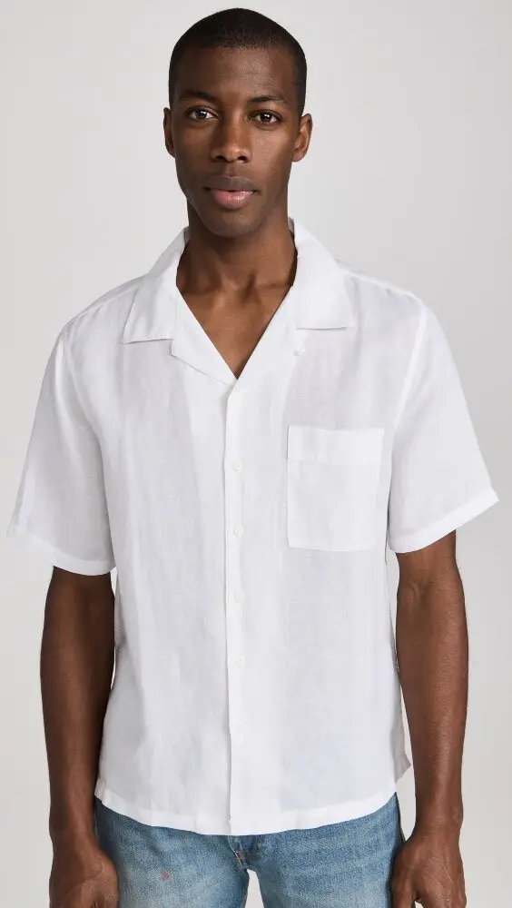 Onia Air Linen Convertible Camp Shirt - White