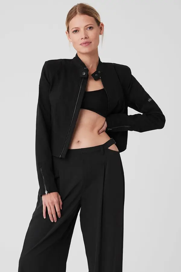 Alo Yoga Cropped Full Throttle Moto Jacket