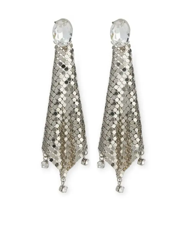 Rabanne Crystal-embellished Chainmail Drop Earrings - Silver