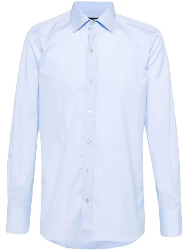 TOM FORD Plain Cotton Shirt - Blue
