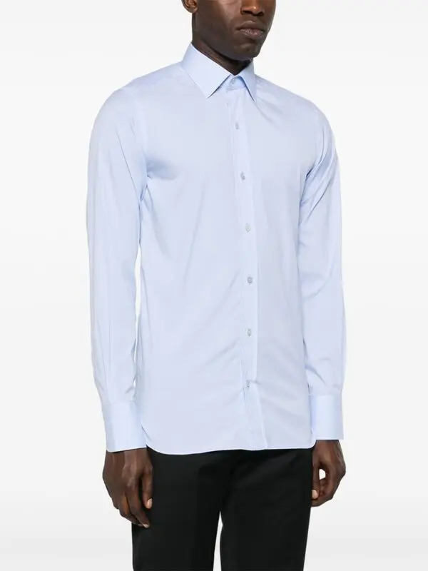 TOM FORD Plain Cotton Shirt - Blue