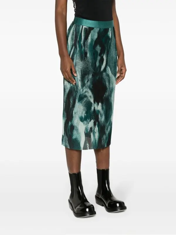 BOSS Evibelle Abstract-print Pleated Skirt