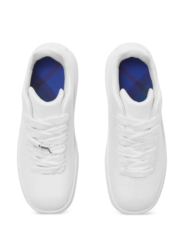 Burberry Debossed Leather Sneakers - White