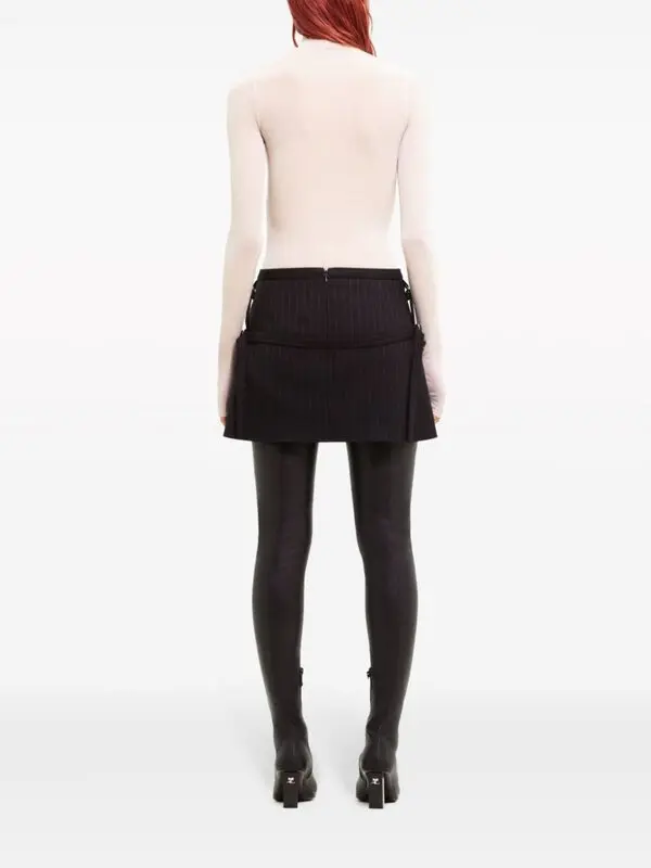COURREGES Pinstriped Virgin Wool Mini Skirt