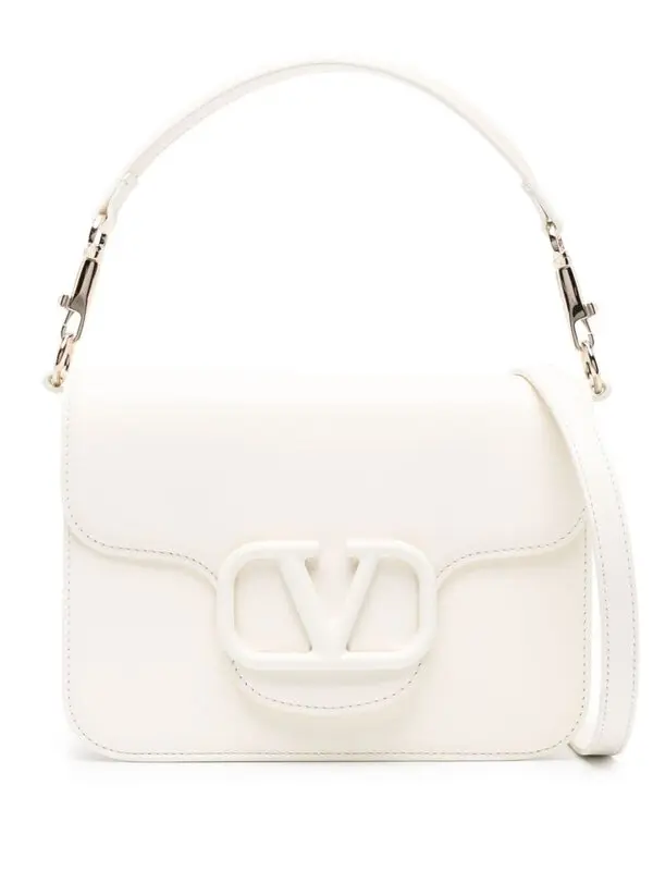 Valentino Garavani Locò Leather Shoulder Bag - White