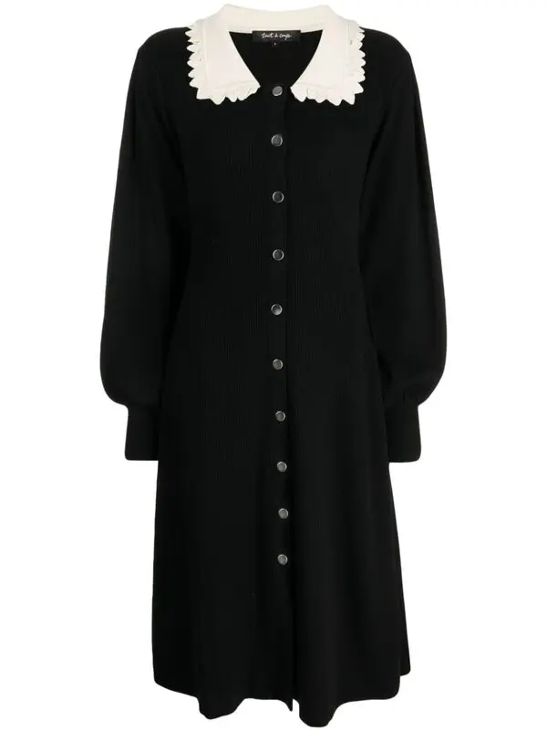 Tout A Coup Ruffle-Collar Puff-Sleeve Midi Dress In Black - 61% Off |  Editorialist