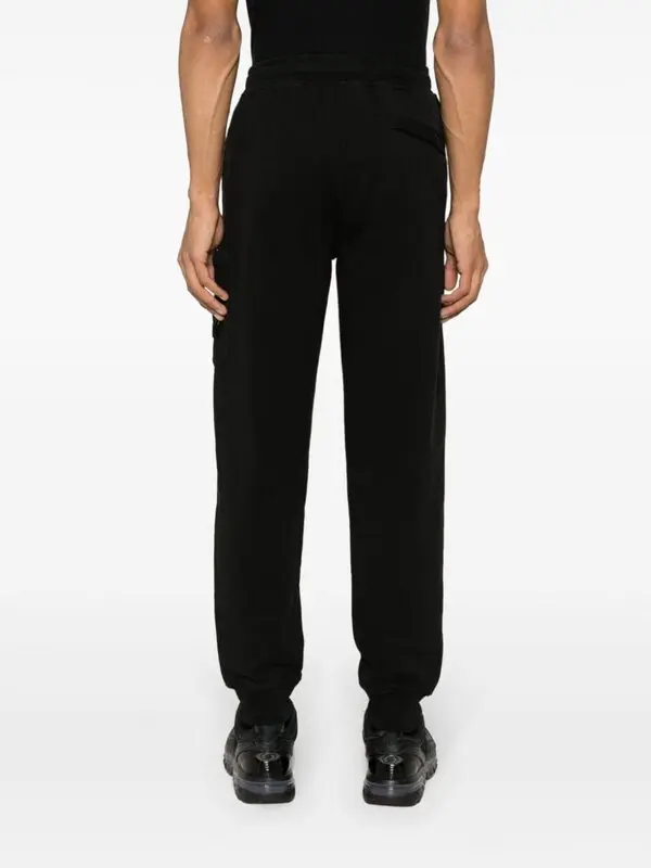 Stone Island Compass-appliqué Cotton Track Pants - Black