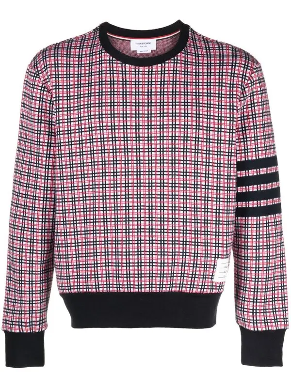 Thom Browne Checked Jacquard Crew-neck Sweatshirt