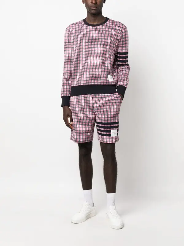 Thom Browne Checked Jacquard Crew-neck Sweatshirt