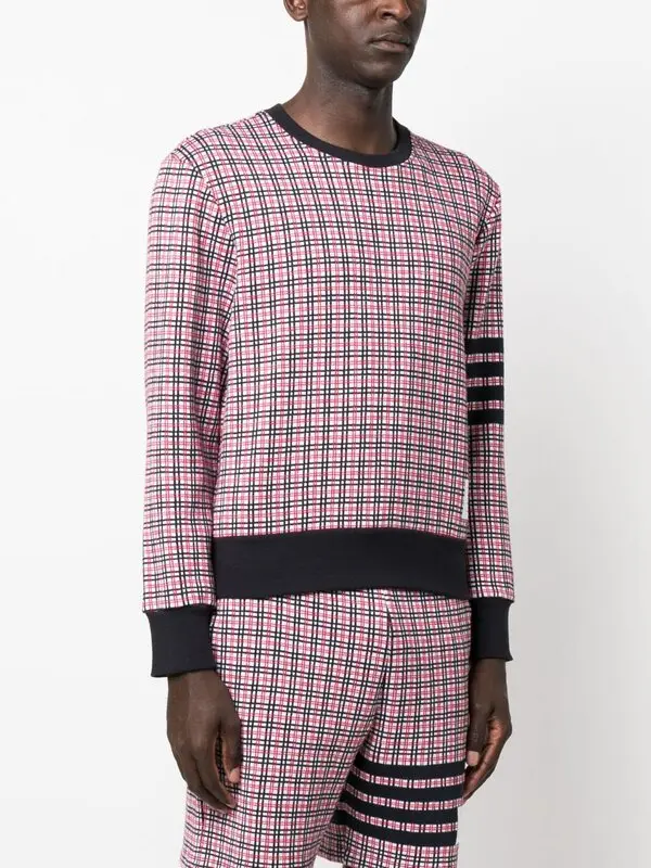 Thom Browne Checked Jacquard Crew-neck Sweatshirt
