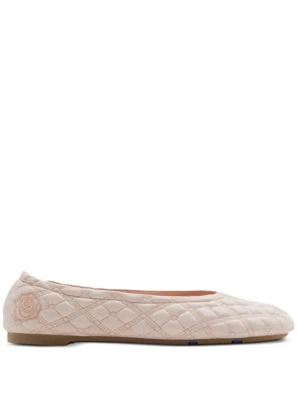 Burberry Sadler Leather Ballerina Shoes - Pink