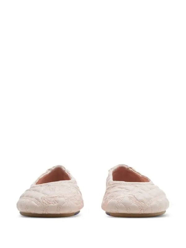 Burberry Sadler Leather Ballerina Shoes - Pink