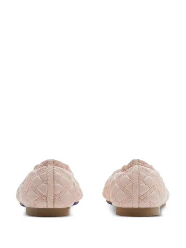 Burberry Sadler Leather Ballerina Shoes - Pink