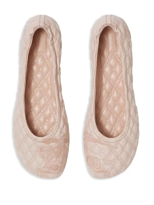 Burberry Sadler Leather Ballerina Shoes - Pink