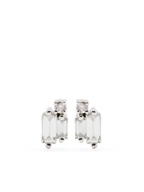 SUZANNE KALAN 18kt White Gold Diamond Stud Earrings - Silver