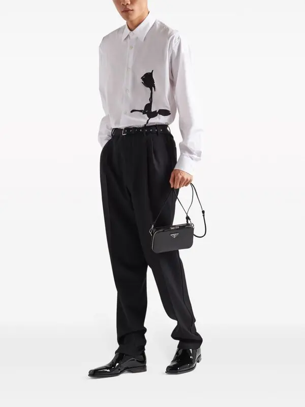Prada Small Brique Brushed Crossbody Bag - Black