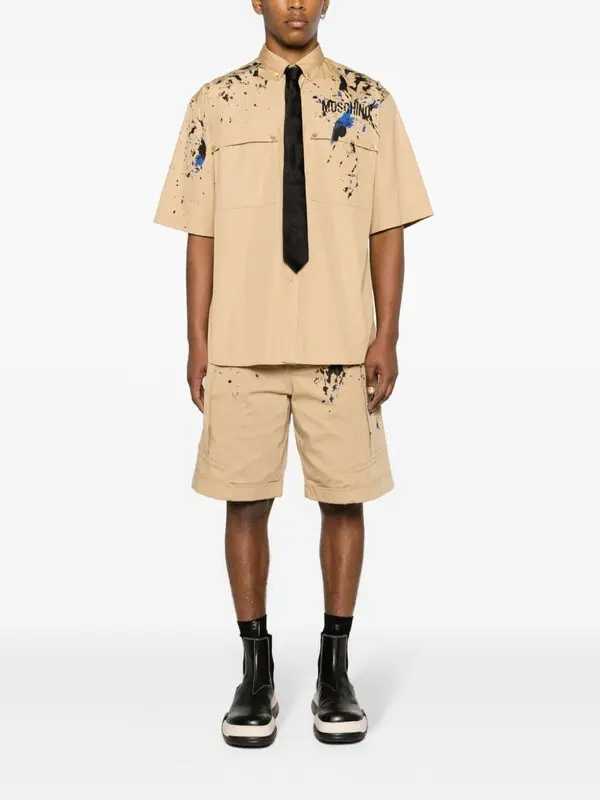 Moschino Painterly-print Cotton Shorts