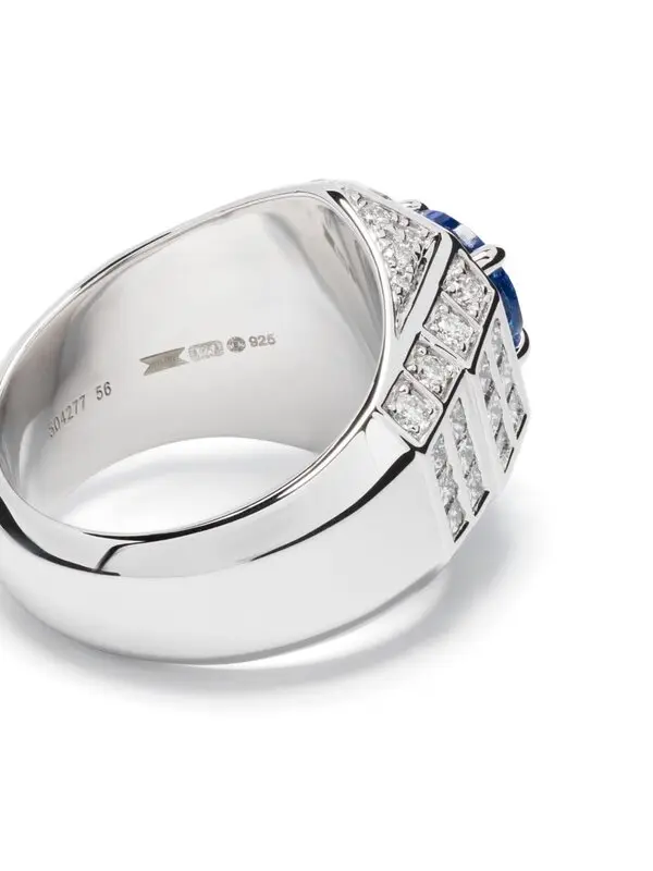 STATEMENT Sterling Diamond And Tanzanite Cocktail Ring - Silver