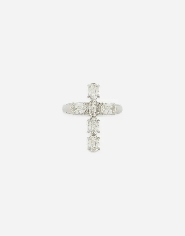 Dolce & Gabbana Silver Cross Ring - Crystal