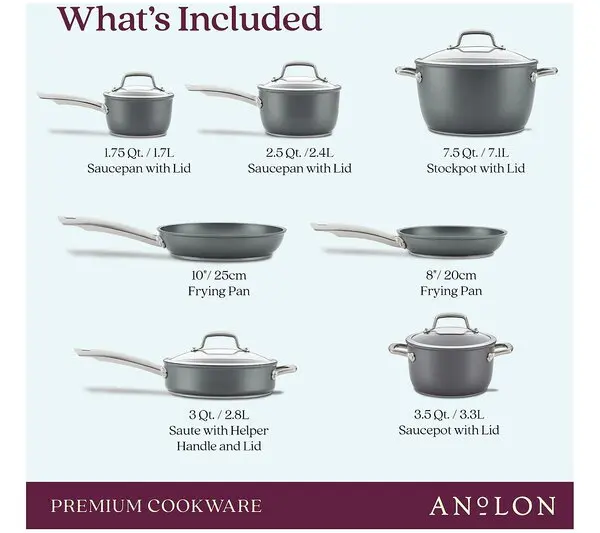 ANOLON Accolade Hard-anodized 12pc Nonstick Ind Uction Set