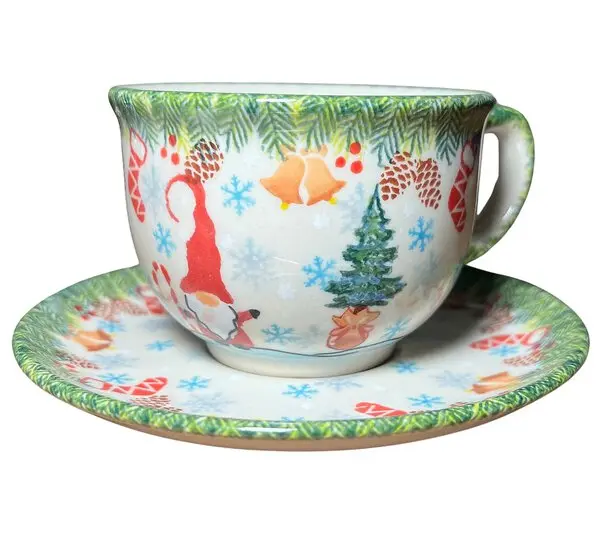 LIDIA'S POLISH POTTERY Teacup And Saucer Set - One-color