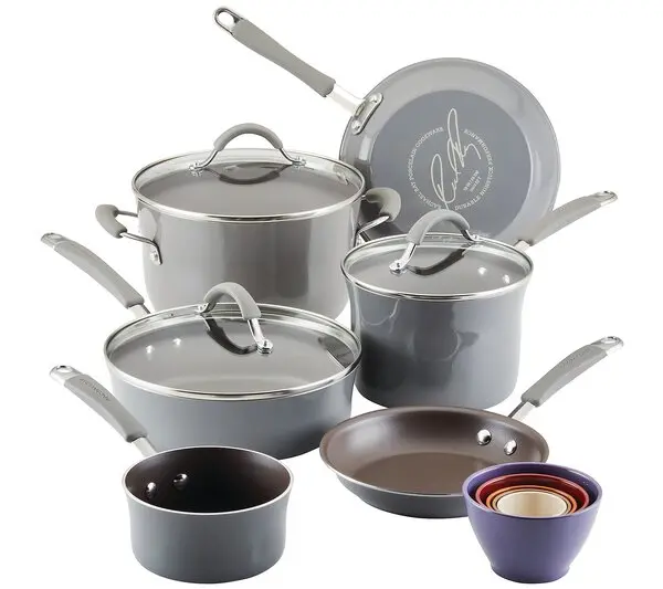 RACHAEL RAY Cucina Cookware & Measuring Set, 14 Pc, Gray - One-color