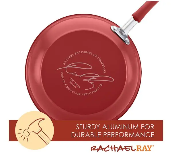 RACHAEL RAY Cucina Nonstick Cookware Set, 10pc, Cranberry Red