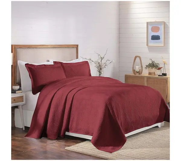 SUPERIOR Victory Cotton Matelasse Weave Bedspre Ad Set- Twin - One-color