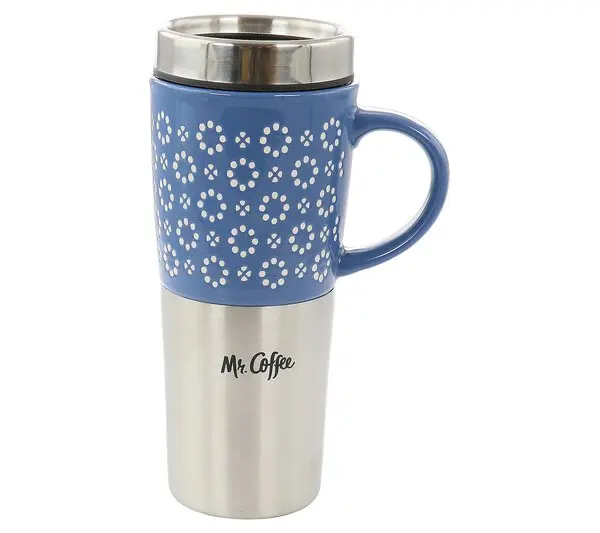MR. COFFEE Travertine 16 Ounce Stoneware Travel Mug With Lid - One-color