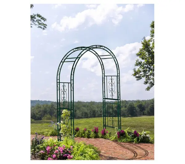 PLOW & HEARTH Montebello Iron Garden Arbor - One-color