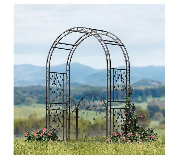 EVERGREEN Leaves & Birds Arbor With Gate - One-color