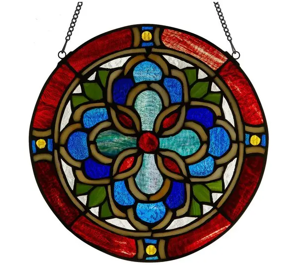 RIVER OF GOODS 12'h Tiffany-style Stained Glass Window Panel - One-color