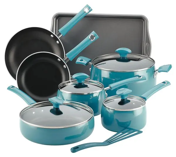 RACHAEL RAY Cityscapes Nonstick Cookware Set, T Urquoise, 12pc - One-color