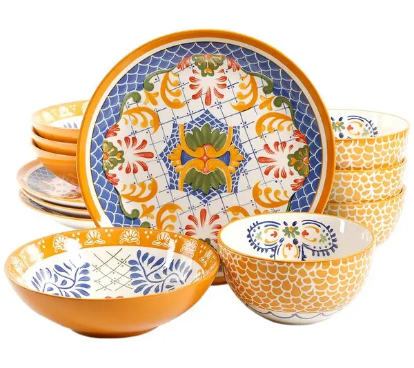 Laurie Gates Velletri 12-piece Stoneware Dinner Ware Set