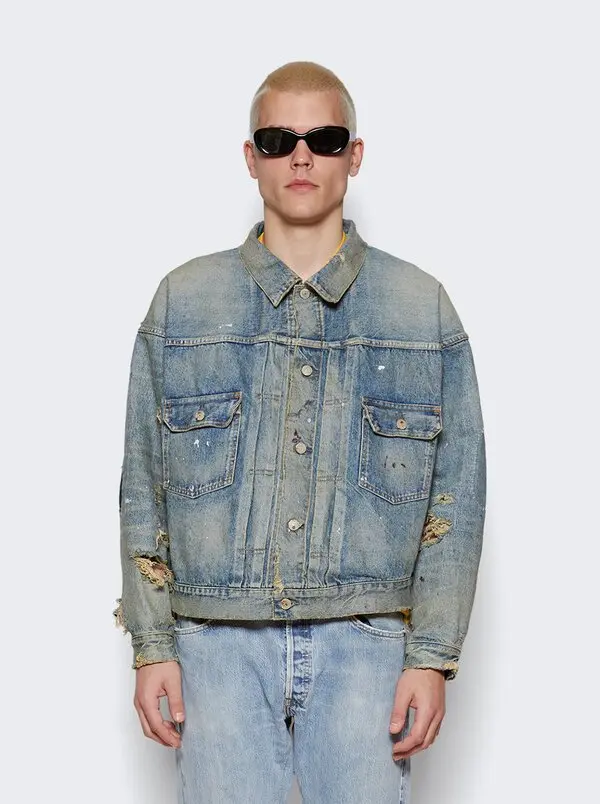 Saint Mxxxxxx Denim Trucker Jacket In Blue - 40% Off | Editorialist
