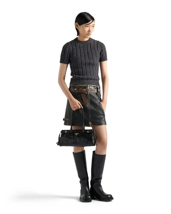 Prada Medium Leather Handbag - Black