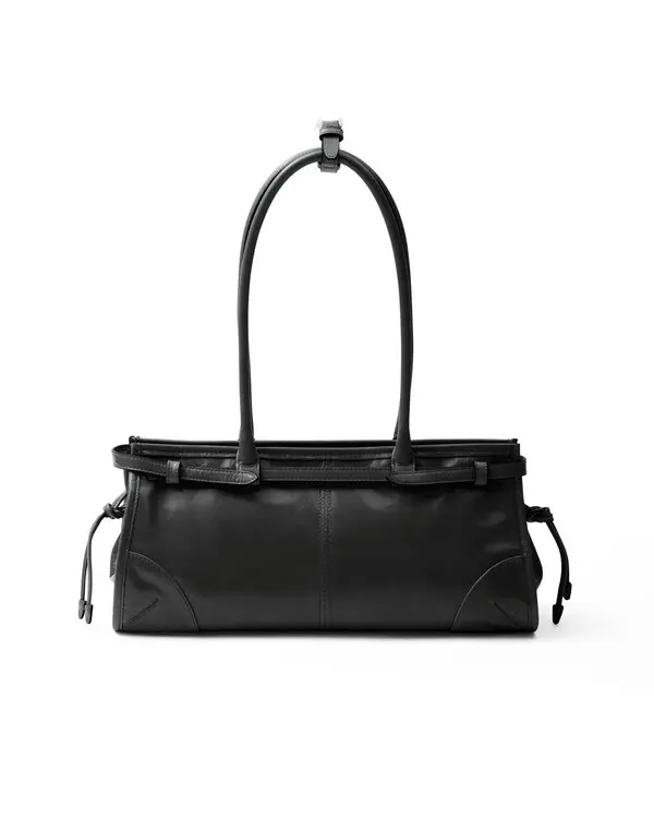 Prada Medium Leather Handbag - Black
