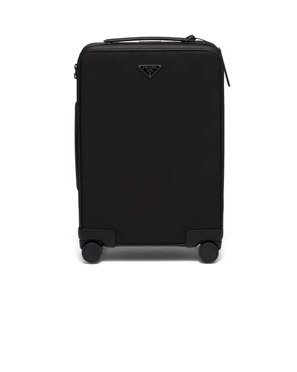 Prada Re-nylon And Saffiano Leather Trolley - Black