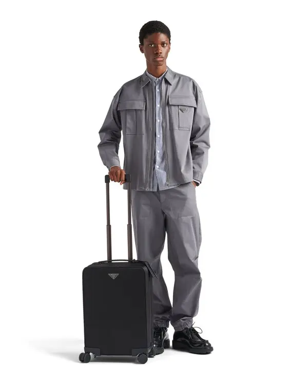 Prada Re-nylon And Saffiano Leather Trolley - Black