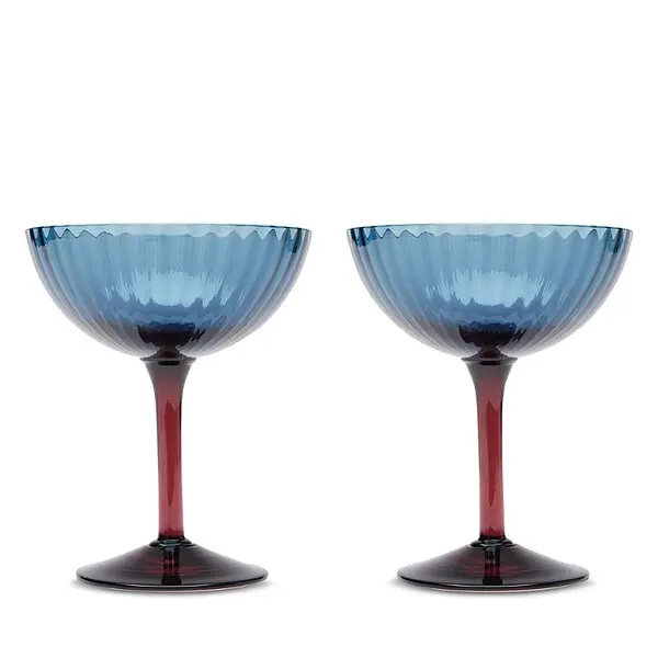 La DoubleJ Champagne Coupe Glasses, Set Of 2 - Blue