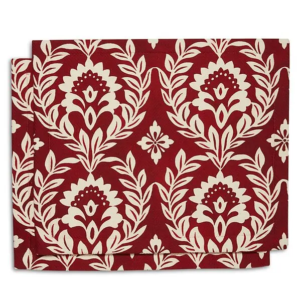 La DoubleJ Herringbone Table Mats, Set Of 2 - Bordeaux Garland