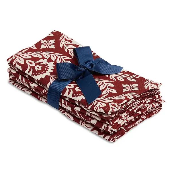 La DoubleJ Garland Large Linen Napkins, Set Of 6 - Bordeaux Garland