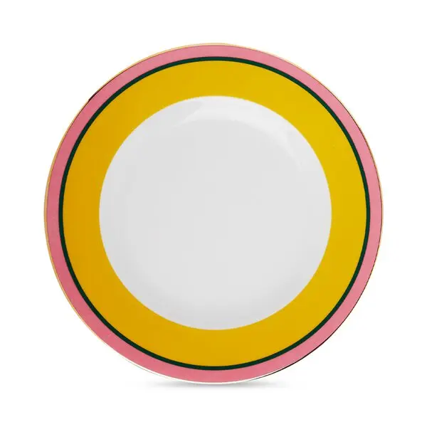 La DoubleJ Painted Trim Dinner Plates, Set Of 2 - Rainbow Giallo