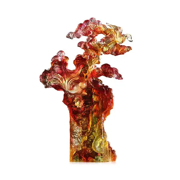 LIULI Evergreen Prosperity Crystal Figure - Amber/red