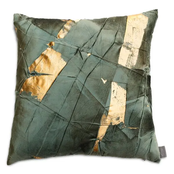 AVIVA STANOFF Gold Facet Hand-painted Velvet Pillow, 20 X 20