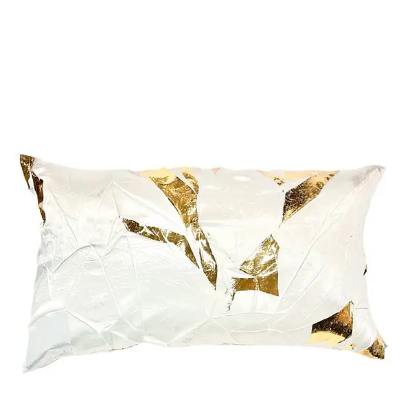 AVIVA STANOFF Gold Facet Ivoire Hand-painted Silk Pillow, 12 X 20 - Ivoir/gold