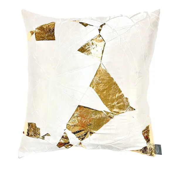 AVIVA STANOFF Gold Facet Ivoire Hand-painted Silk Pillow, 20 X 20 - Ivoir/gold